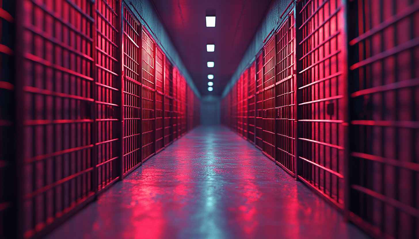 Red Prison Cell Corridor Wallpaper, Jail Bars 4K Desktop Background ...