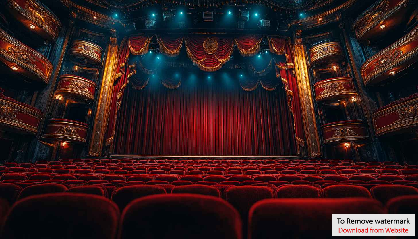 Opulent Theatre Stage 4K Wallpaper, Red Curtains and Seats - Free Img
